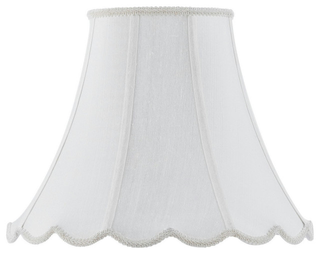 White Fabric Piped Scallop Bell, Lamp Shades, Sh-8105/12-Wh ...