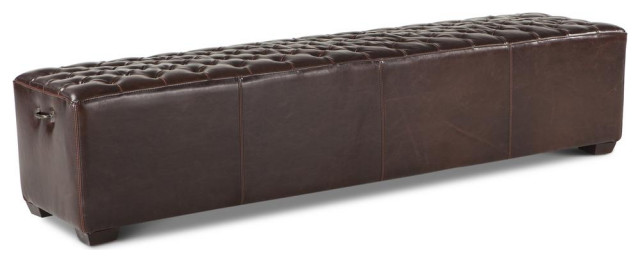 78-Inch Long Leather Bench with Diamond Stitched Detailing, Belen Kox ...