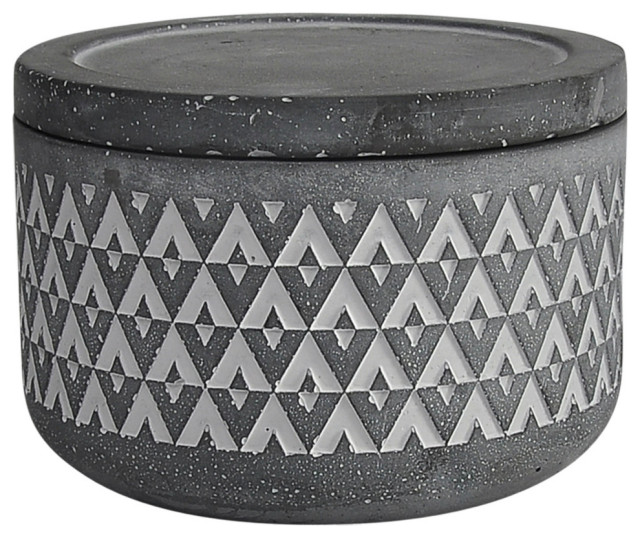 Cem, 5" Covered Aztec Jar, Gray - Scandinavian - Decorative Jars And ...