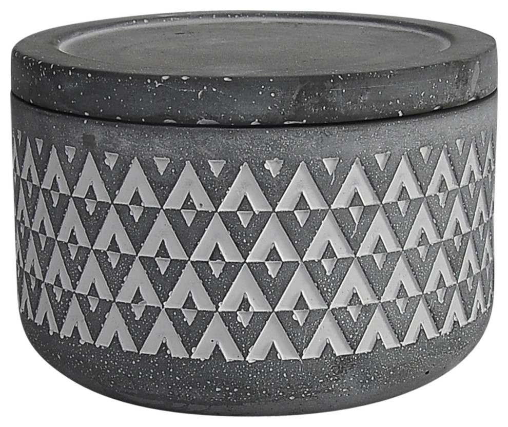 Cem, 5" Covered Aztec Jar, Gray - Scandinavian - Decorative Jars And ...
