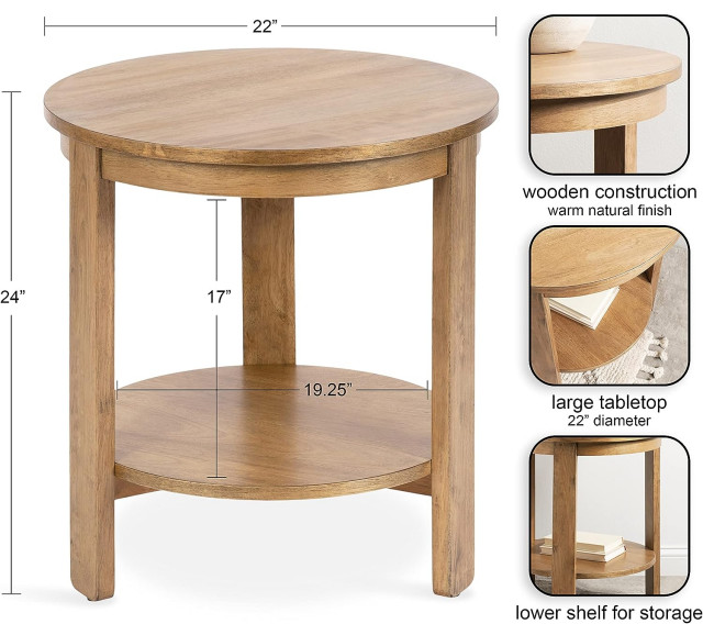 Transitional Side Table, Two Tiered Design Constructed With Hardwood ...