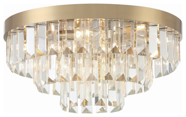 Hayes Eight Light Ceiling Mount in Aged Brass - Contemporary - Flush ...