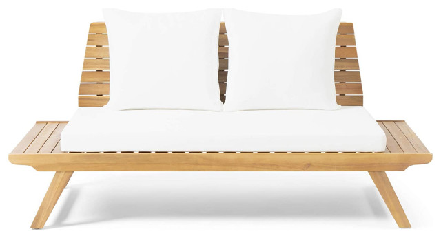 Unique Patio Loveseat, Oversized Acacia Frame With Cushions, Teak and ...