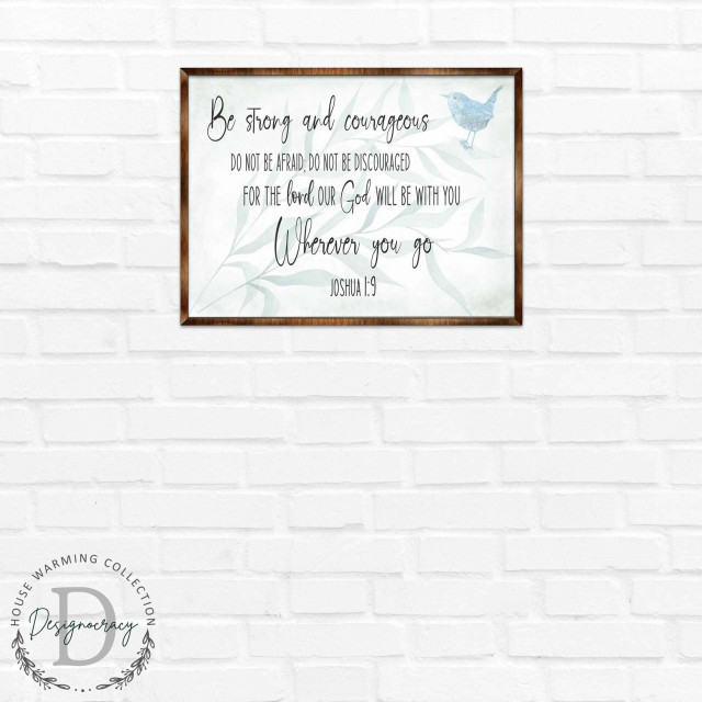 Be Strong and Courageous Wooden Inspirational Decor Wall Art, Small 16 ...