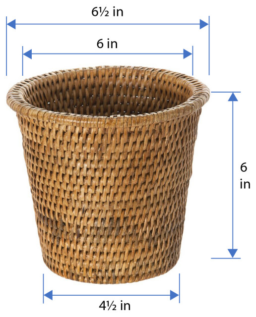 La Jolla Handwoven Rattan Planter, Small, 6"x6.5", Honey Brown ...