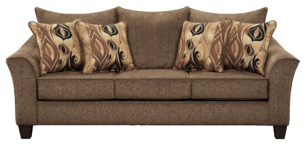 Transitional Sofa, Padded Seat With Overstuffed Back & Flared Arms ...