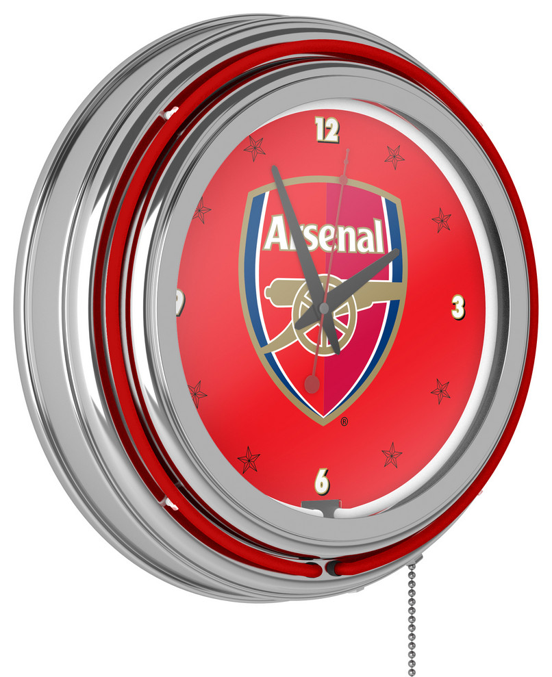 Premier League Chrome Double Rung Neon Clock, Arsenal - Contemporary ...