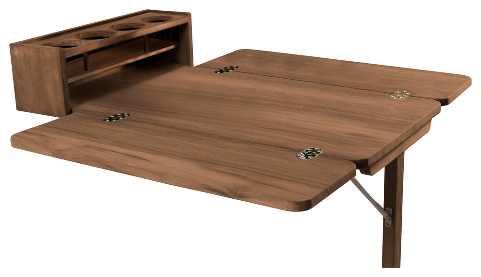 Cockpit Table w Folding Leaves & 4 Drink Holder - Transitional ...