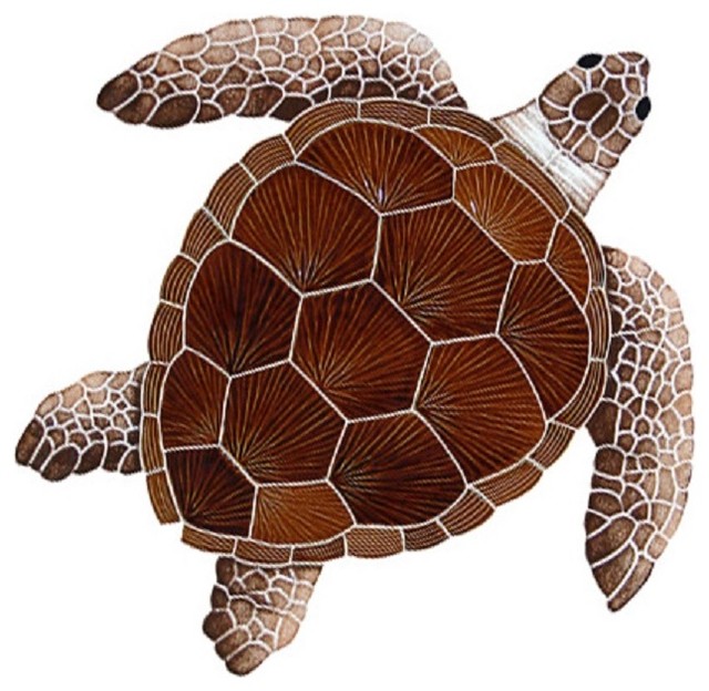 Turtles Brown Pool Mosaic Inlay - Beach Style - Floor Medallions And ...