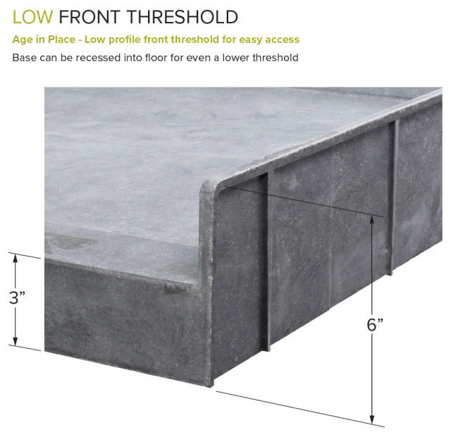 Transolid Ready to Tile 60"Lx34"W Shower Base, Dark Gray - Shower Pans ...