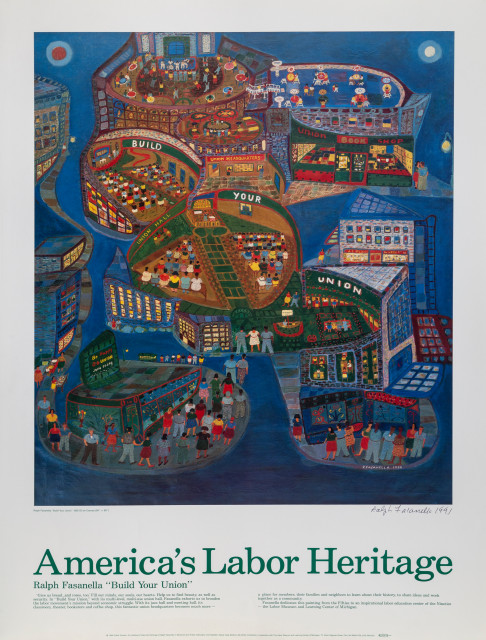 Build Your Union Poster for America's Labor Heritage, Ralph Fasanella ...