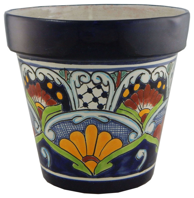 Mexican Ceramic Flower Pot Planter Folk Art Pottery Handmade Talavera ...