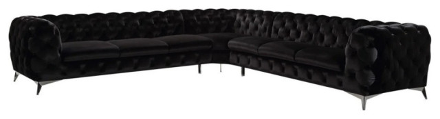 Slader Modern Black Fabric Sectional Sofa - Contemporary - Sectional ...