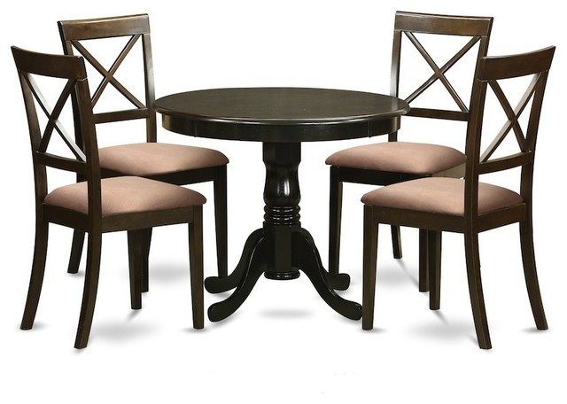 5-Piece Small Kitchen Table and Chairs Set-Round Table, 4 Chairs for ...