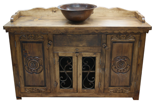 Anderson Rustic Bathroom Vanity With Carving, 55"x22"x36 ...