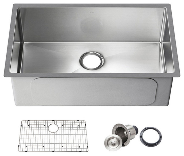 KIBI Handcrafted Undermount Single Bowl 16 gauge Stainless Steel ...