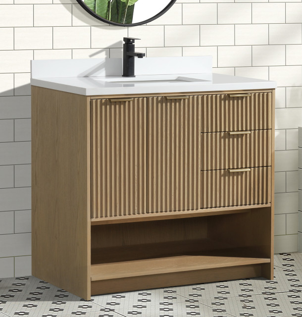 Ari Kitchen and Bath San Diego Bath Vanity, Oak, 36", Freestanding ...
