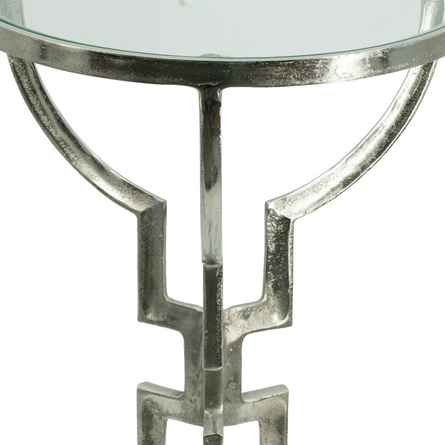 Benzara BM285258 Accent Side Table, Smooth Glass Top, Hourglass Base ...