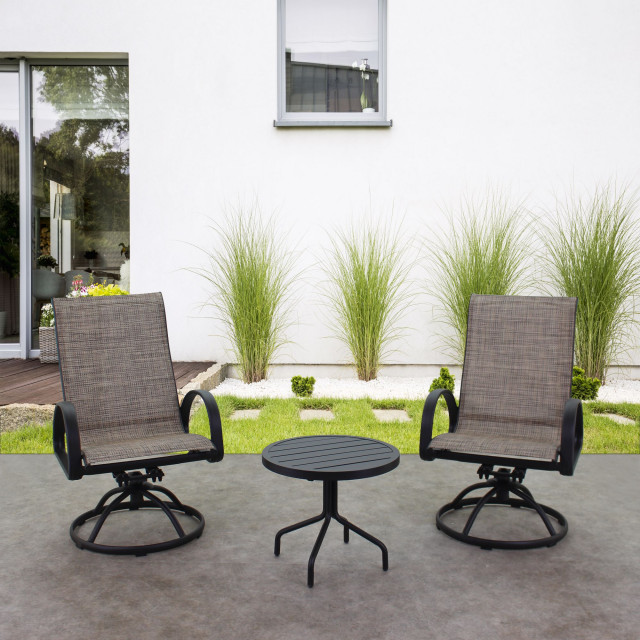 Courtyard Casual Santa Fe 3-Piece Swivel Rockers Set With Round End ...