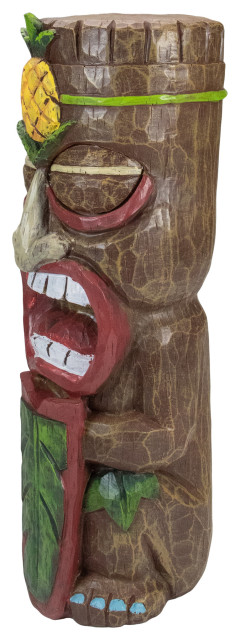 16" Solar Lighted Polynesian Outdoor Garden Tiki Statue - Tropical ...