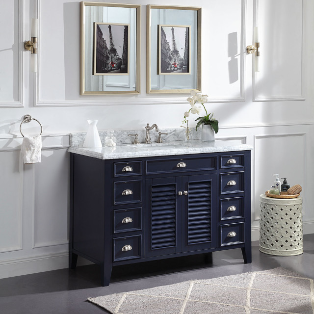50” Kalani Navy Blue Modern Bathroom Vanity - Transitional - Bathroom ...