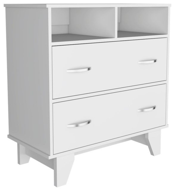 Portanova Two Drawer Dresser, Bedroom, White - Transitional - Dressers ...