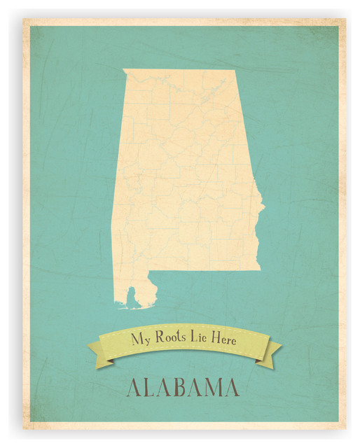 My Roots Alabama State Map Paper Print, 12x18 - Contemporary - Kids ...