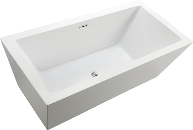 Freestanding bathtub, polished chrome slotted overflow, pop-up drain ...