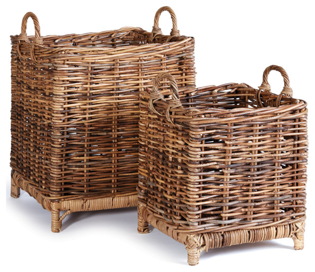 Dalian Baskets, Set of 2, 18x18x24;14.5x14.5x18 - Tropical - Baskets ...