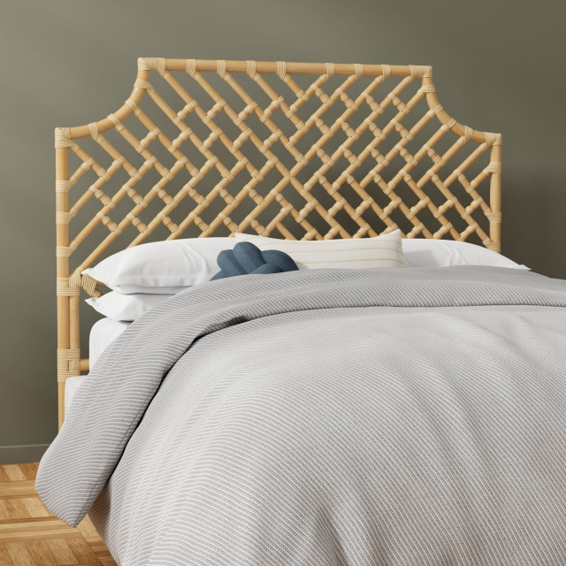 Rattan Chippendale Headboard, Natural, Queen - Tropical - Headboards ...
