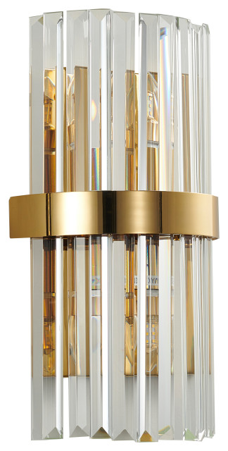 Gold Frame Wall Sconce With Clear Crystals - Contemporary - Wall ...