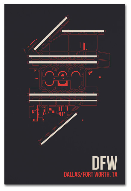 08 Left 'DFW Airport Layout' Canvas Art, 24"x 16" - Contemporary ...