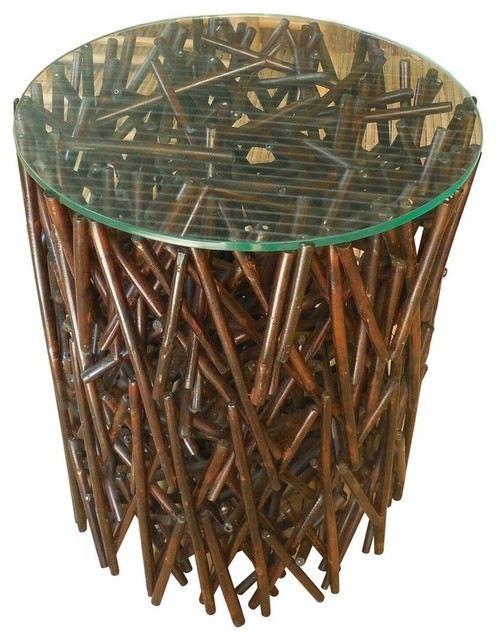 Round Maze Bamboo Table Espresso Color - Asian - Side Tables And End ...