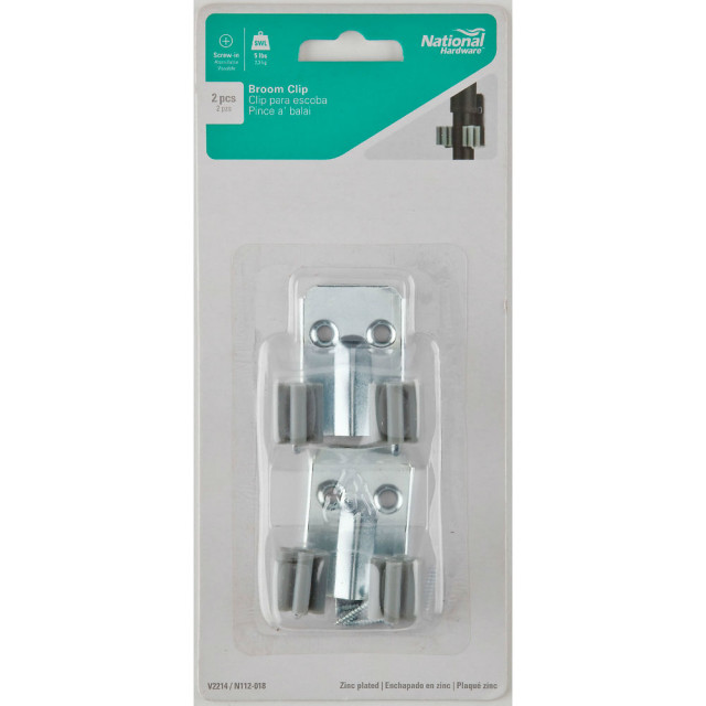 National Hardware® N112-018 Steel Broom Clips, Zinc Plated, 2-Pack ...