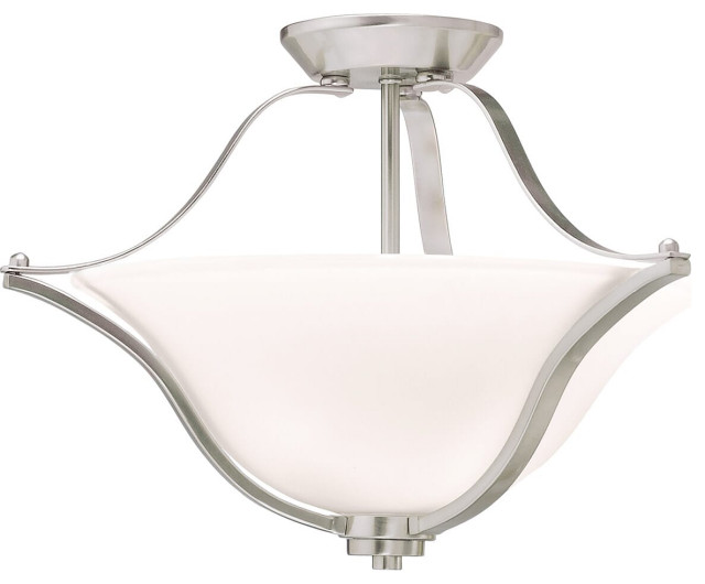 Langford 2-Light Transitional Ceiling Light in Brushed Nickel, 19.000 ...