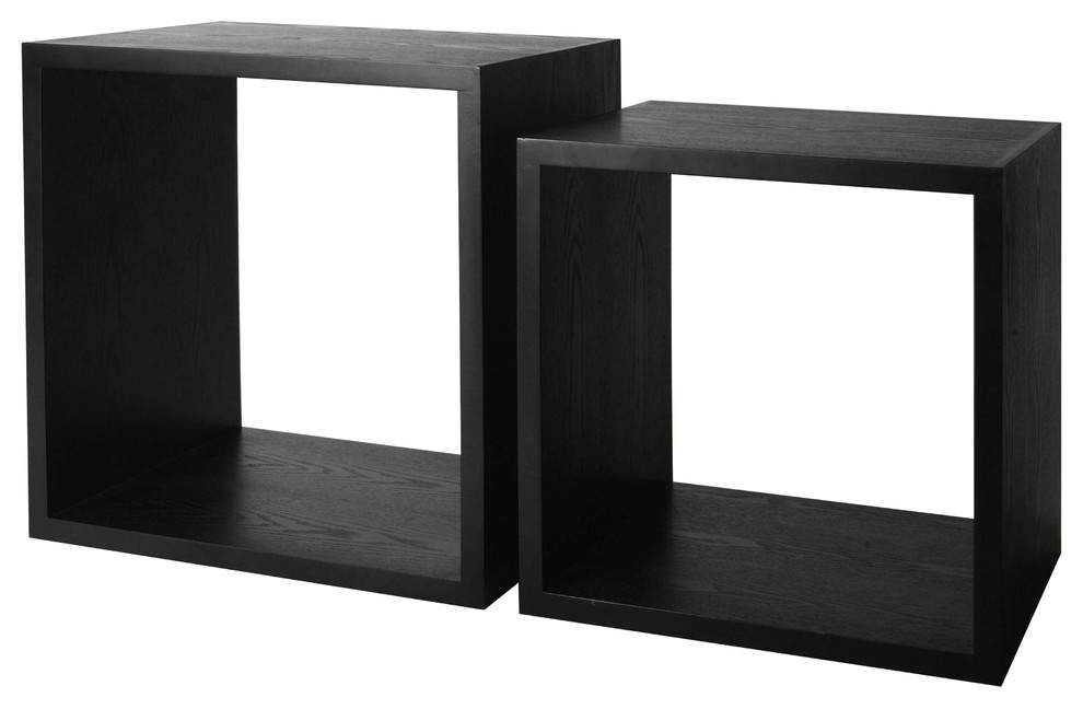 Ebony Decorative Wood Storage Floor Cube, 2-Piece Set, 12.625"x15.25 ...