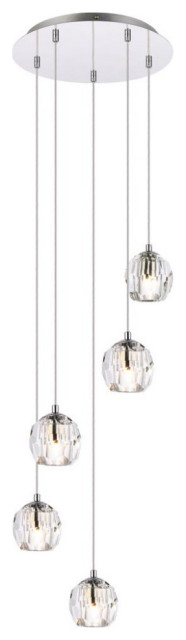 Lux Light 11.8" 5-Lights Chrome Pendant - Contemporary - Pendant ...