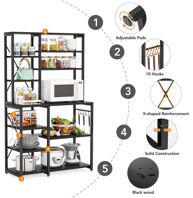 Tribesigns Kitchen Bakers Rack With Hutch, 10 Tier Microwave Oven Stand ...