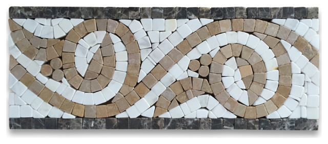 Marble Mosaic Border Bathroom Listello Tile Garden Gold 4x9.8 Tumbled ...