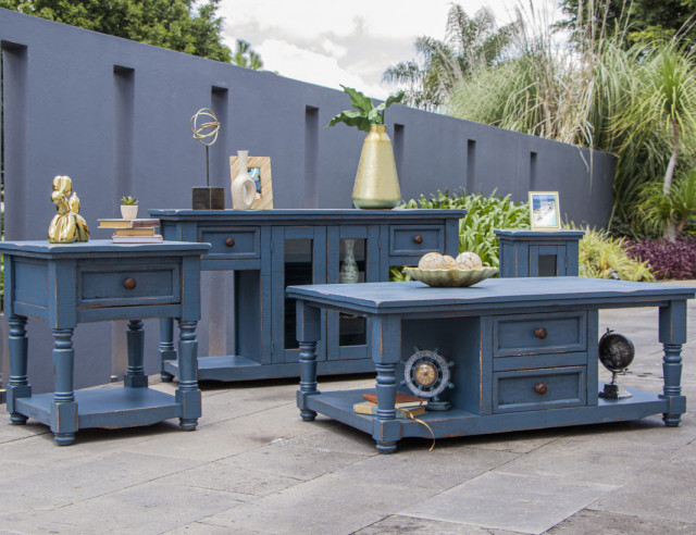 Stonegate Solid Wood Side Table - Blue - French Country - Side Tables ...