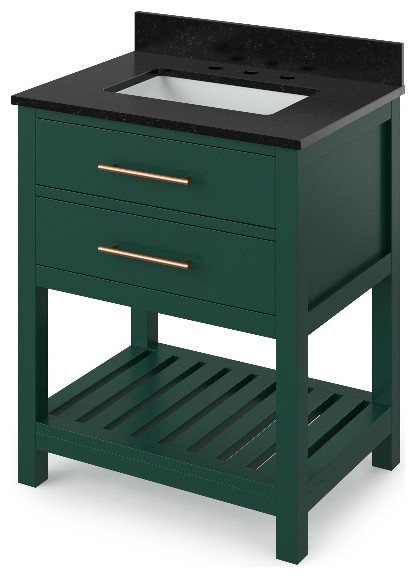 Wavecrest Modern Forest Green 30" Single Bowl Vanity - Transitional ...