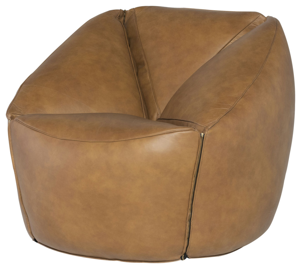 Jasper Brown Leather Occasional Chair - Contemporary - Armchairs And ...