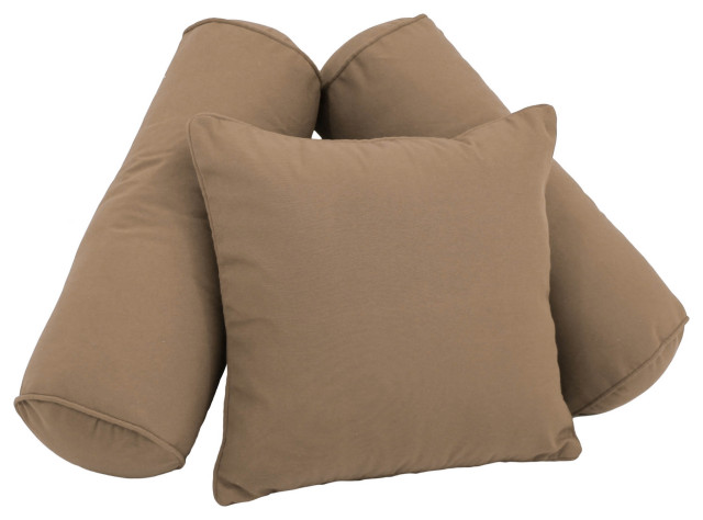 Double-Corded Solid Twill Throw Pillows With Inserts, Set of 3, Toffee ...