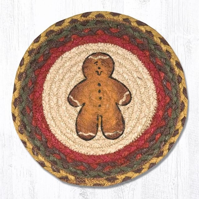 Gingerbread Man Hand Printed Round Sample Rug - Contemporary - Area ...