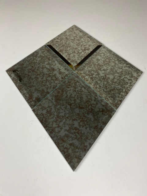 Diamond 6x8 Beveled Glossy Glass Mirror Wall Tile,Antique Silver,Peel ...