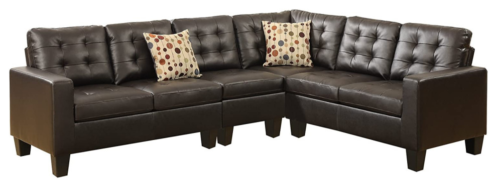 Leather 4 Piece Left or Right Hand Reversible Sectional Set in Espresso ...