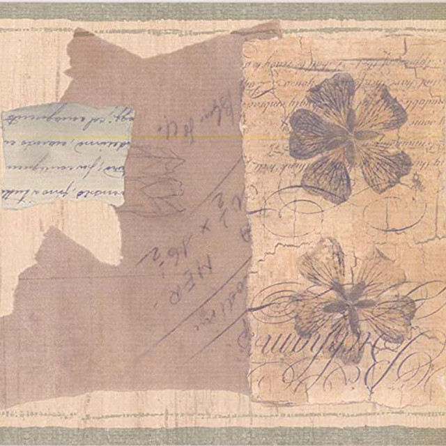 Floral Wallpaper Border Beige Blue 7"x15' H105140 - Traditional ...