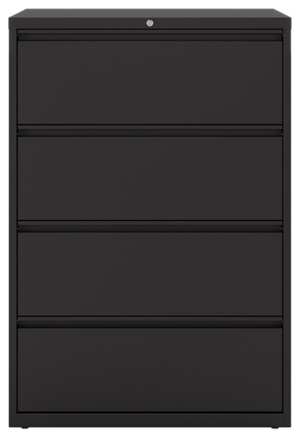Pemberly Row 36" Wide 4 Drawer Metal Lateral File Cabinet - Black - 2 ...