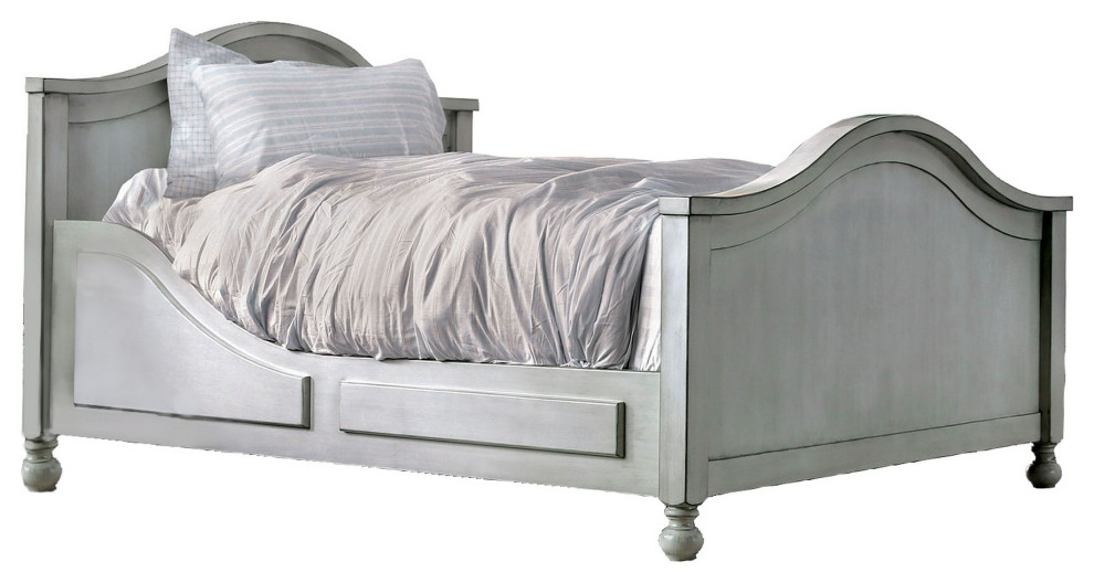 Cottage Style Wooden Twin Bed with Camelback Design, Antique White - Traditional - Platform Beds ...