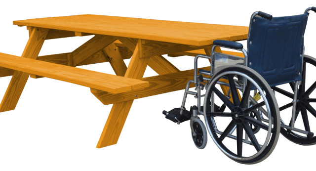 Natural Solid Wood Outdoor Picnic Table - Transitional - Outdoor Dining ...